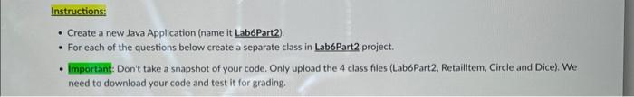 Solved - Create a new Java Application (name it Lab6Part2). | Chegg.com