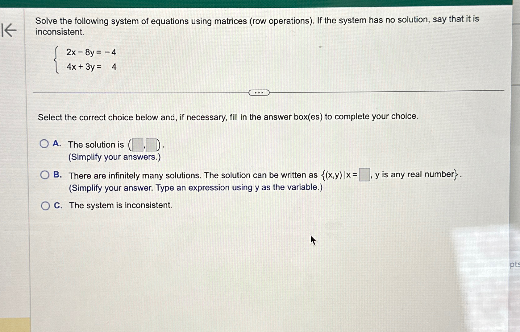 Solved Solve the following system of equations using | Chegg.com
