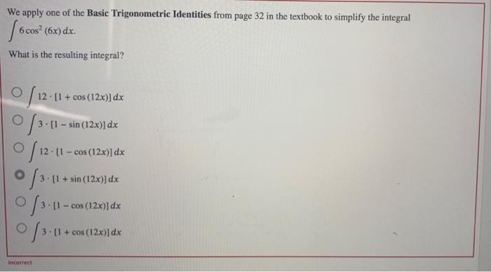 Solved We apply one of the Basic Trigonometric Identities | Chegg.com