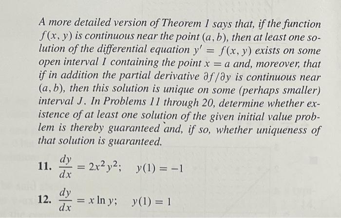 Solved A more detailed version of Theorem 1 says that, if | Chegg.com
