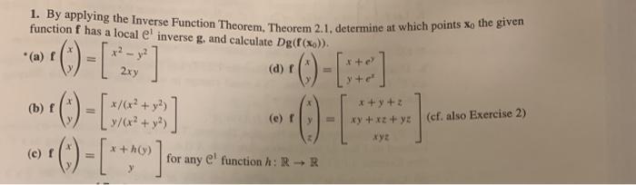 Solved L. By applying the Inverse Function Theorem. Theorem | Chegg.com
