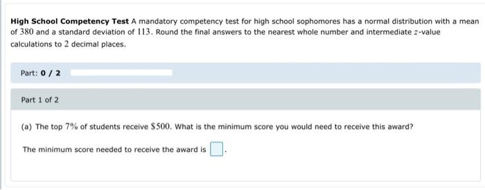 Solved A mandatory competency test for high school | Chegg.com
