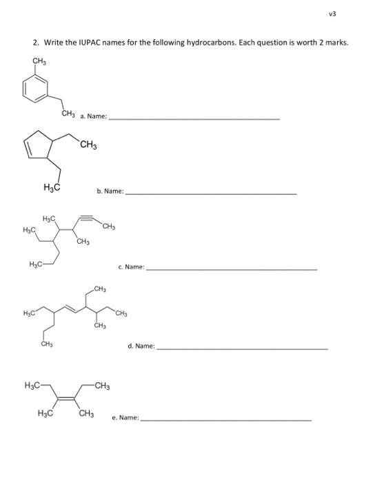 Solved Name: _Period: v3 Quiz 1: Hydrocarbon Nomenclature 1. | Chegg.com