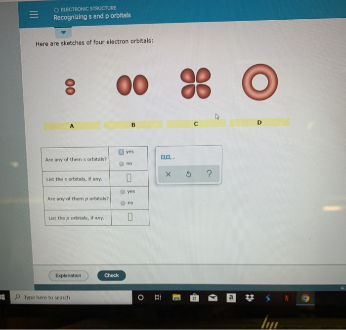 Solved O ELECTRONIC STRUCTURE Recognizing s and p orbitals | Chegg.com