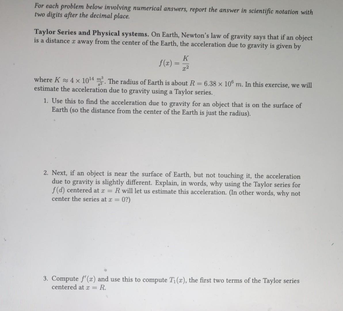 Solved For each problem below involving numerical answers, | Chegg.com