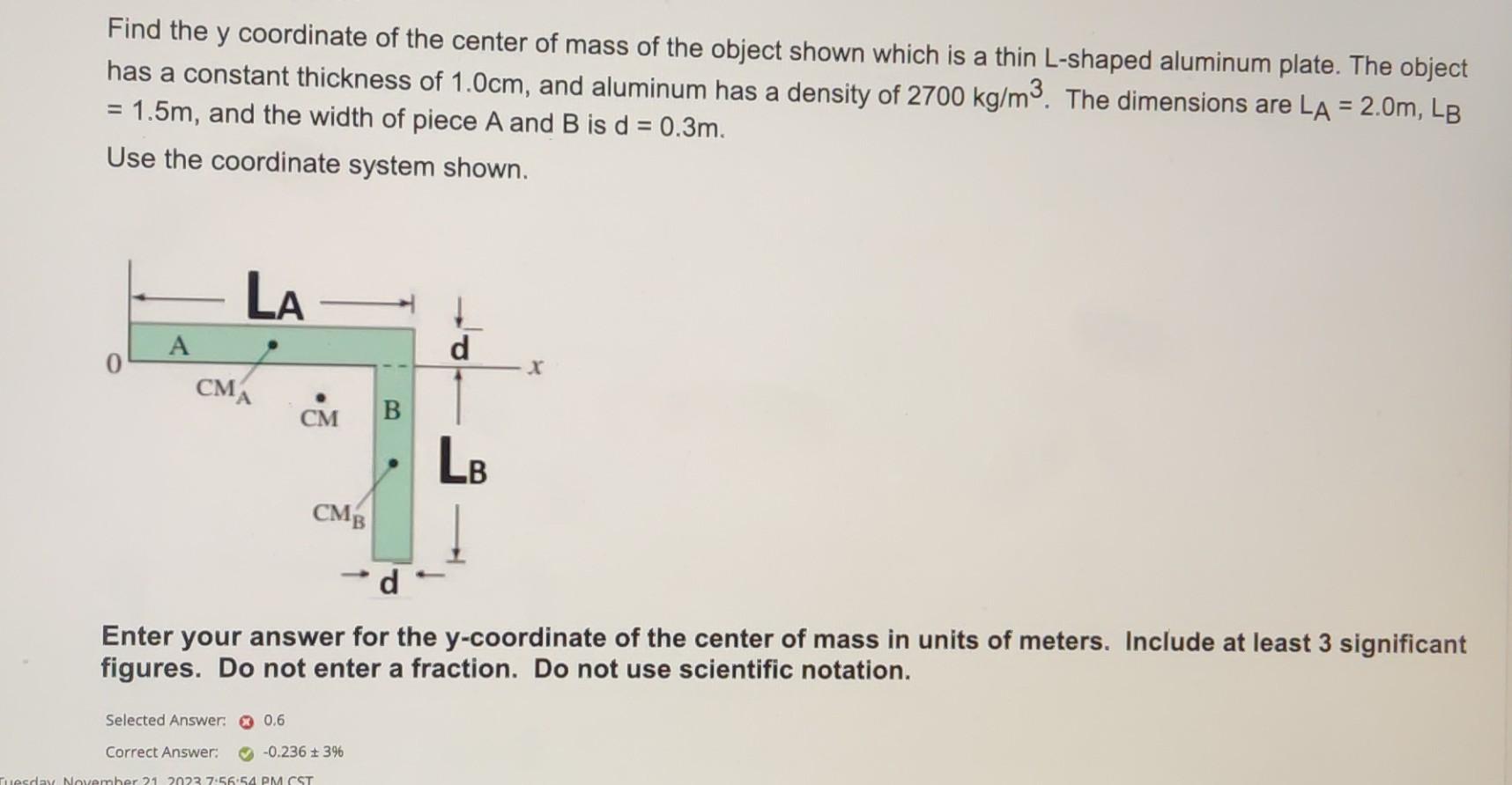 Solved Find the y coordinate of the center of mass of the | Chegg.com