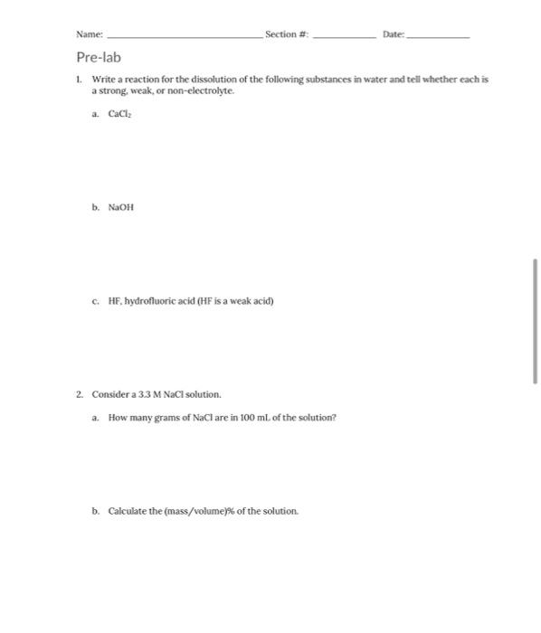 Solved Name: Section #: Date: Data Part A: Demonstration: | Chegg.com
