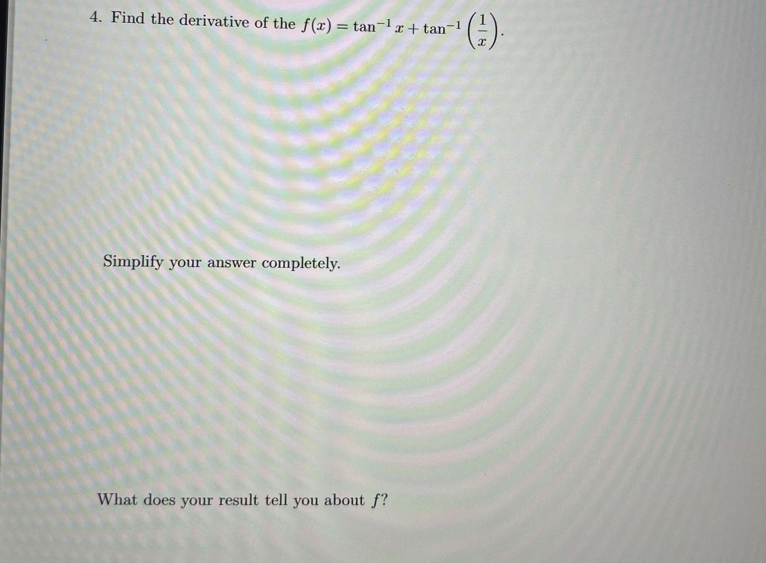 Solved Find the derivative of the | Chegg.com