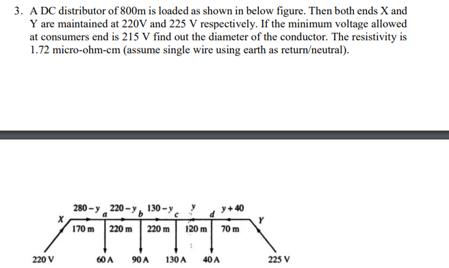 Solved A DC distributor of 800m ﻿is loaded as shown in below | Chegg.com