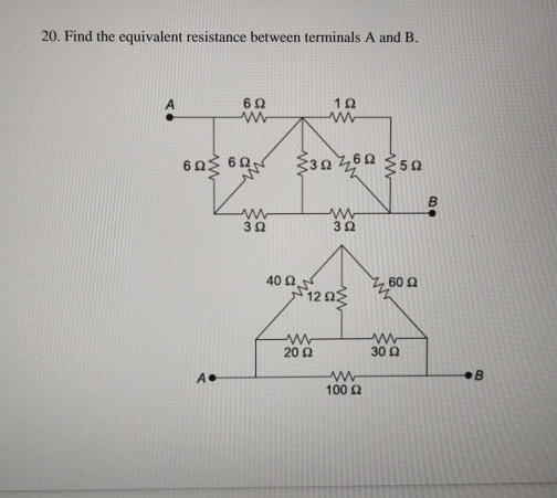 Solved Find the equivalent resistance between terminals A | Chegg.com