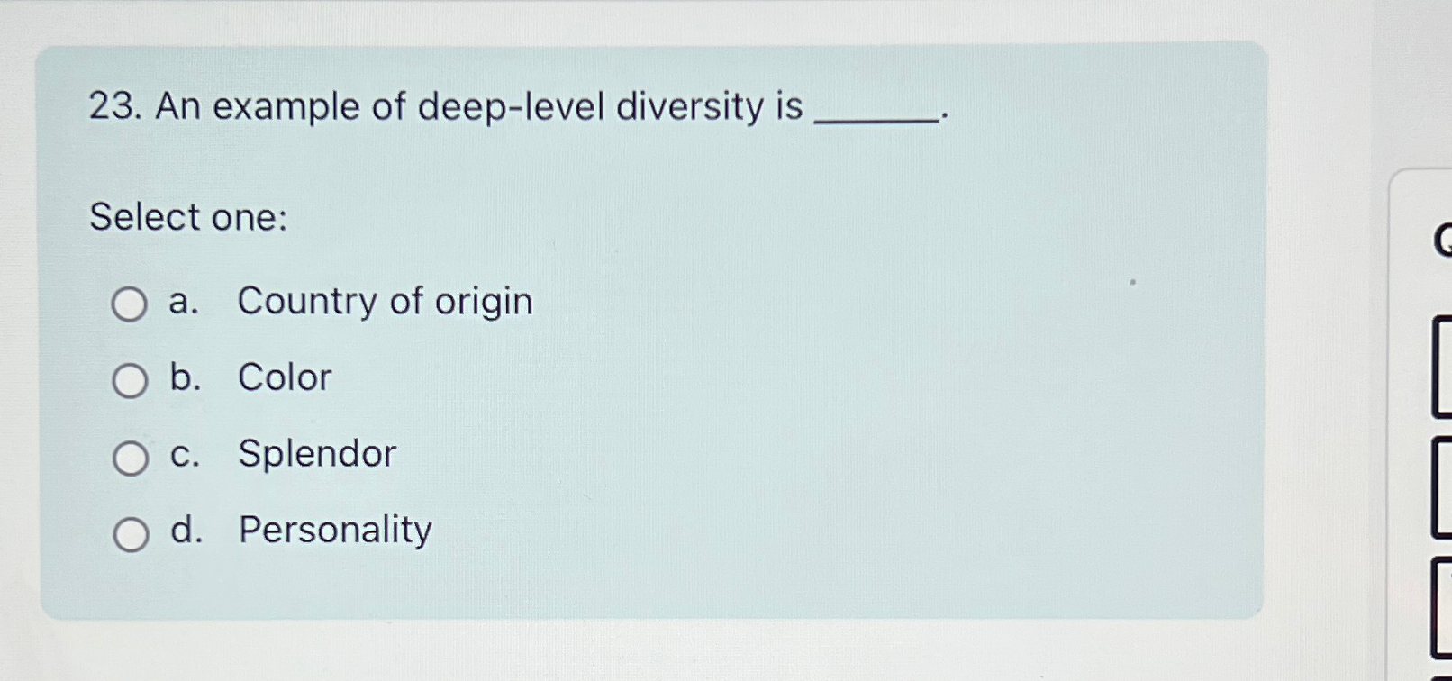 Solved An example of deep-level diversity isSelect one:a. | Chegg.com