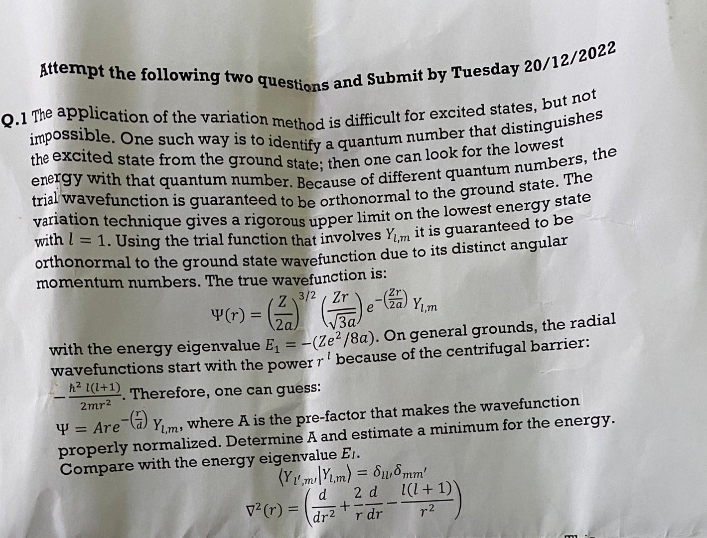 [solved] He Atom Determine A Normalization Constant And E