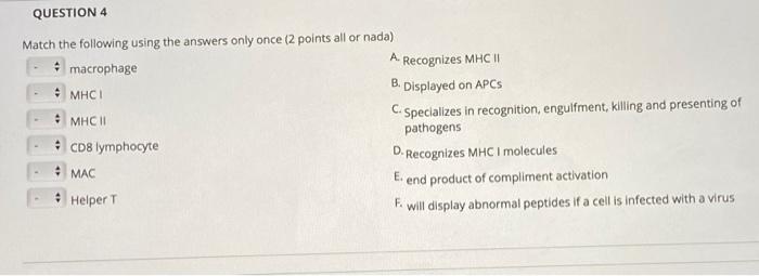 Solved QUESTION 9 Which APCs (Antigen Presenting Cells) | Chegg.com