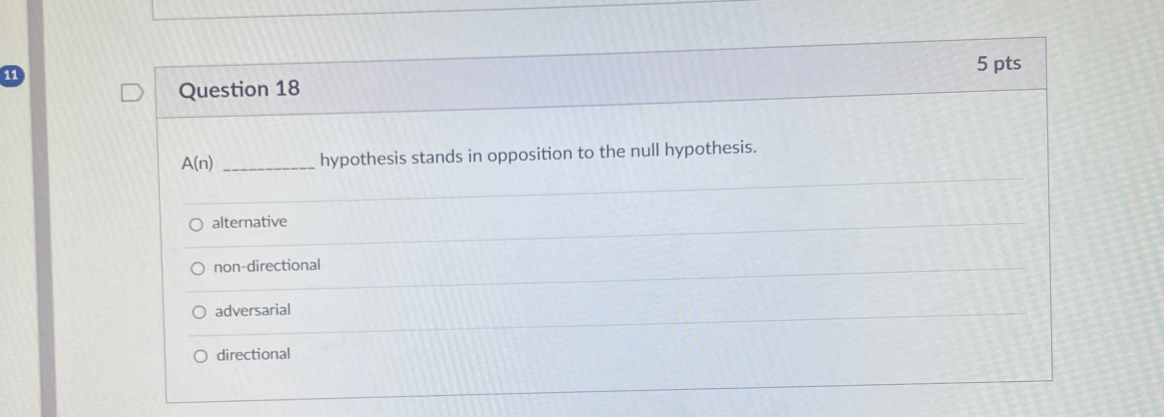 Solved 11Question 185 ﻿ptsA(n) ﻿hypothesis stands in | Chegg.com