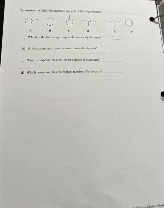 Solved 5) Answer the following questions uxing the following | Chegg.com