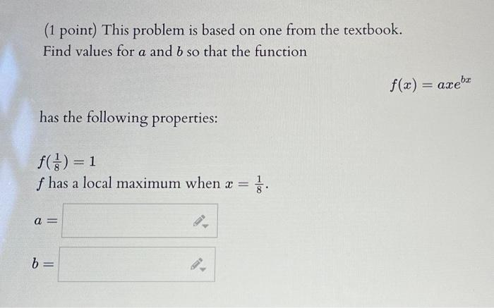 Solved (1 point) This problem is based on one from the | Chegg.com