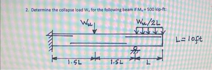 Solved 2. Determine the collapse load W. for the following | Chegg.com