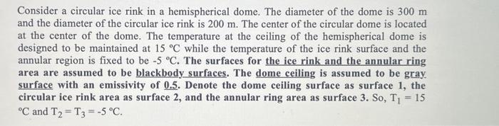 Solved Consider a circular ice rink in a hemispherical dome. | Chegg.com
