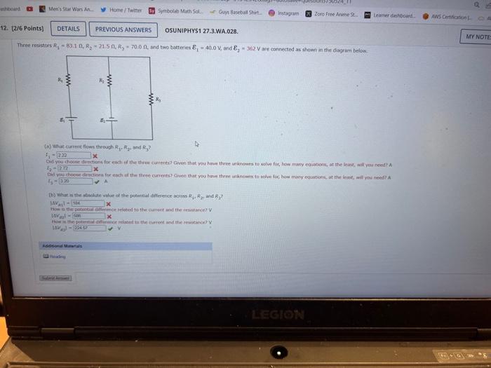 (a) What curtme flows through R1,R2 - and R3 ? (6) | Chegg.com