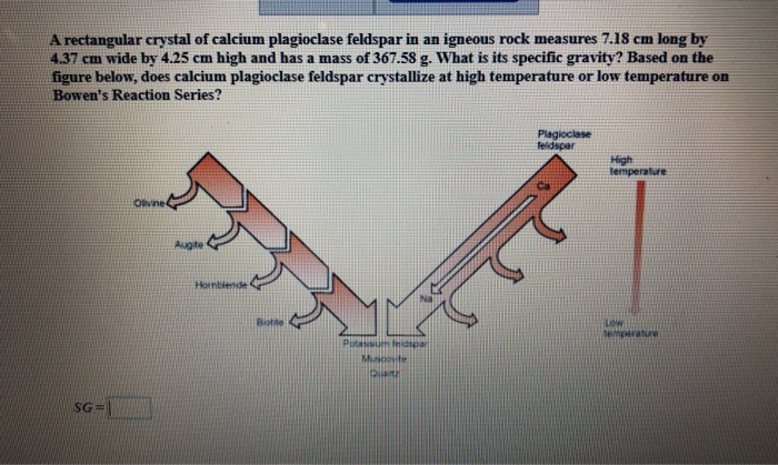 Solved A rectangular crystal of calcium plagioclase feldspar | Chegg.com