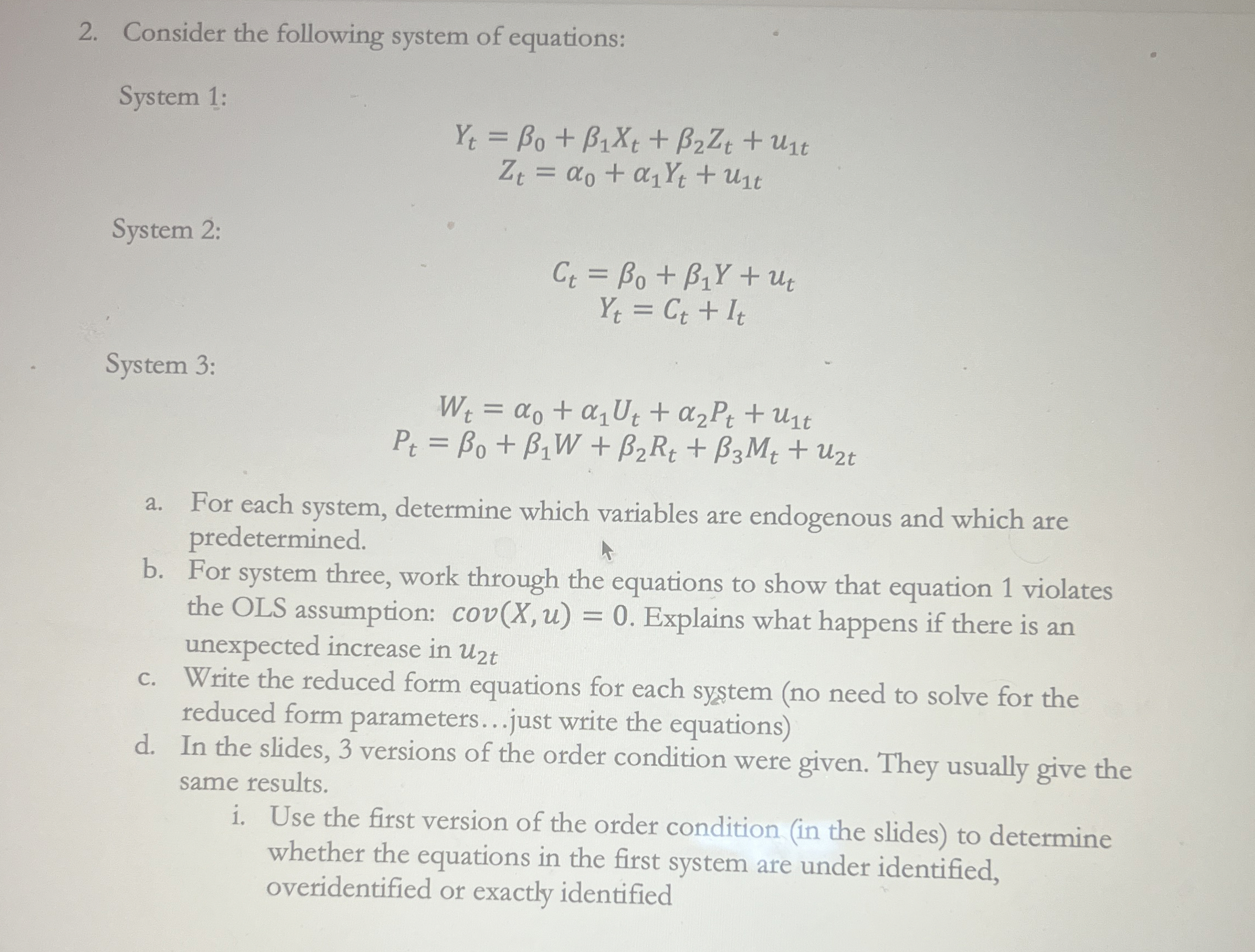 Solved Consider the following system of equations:System | Chegg.com