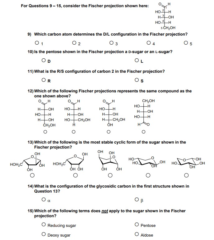 Solved Please answer questions 9-15 ﻿using the fischer | Chegg.com