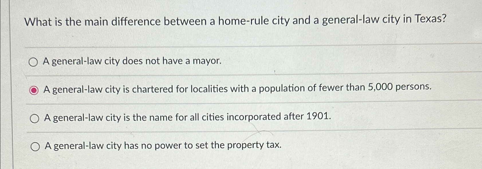 Solved What is the main difference between a home-rule city | Chegg.com