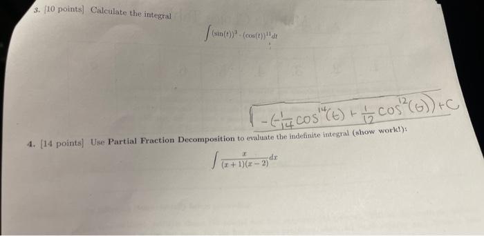 Solved 3. [10 points] Calculate the integra) | Chegg.com