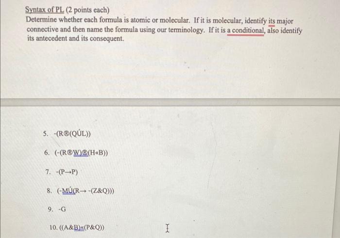 determine wheather each formula is atomic or | Chegg.com