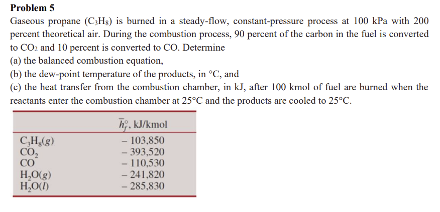 Solved by an EXPERT Problem 5Gaseous propane | Chegg.com