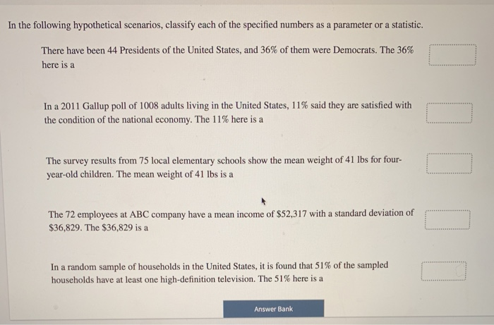 Solved In the following hypothetical scenarios, classify | Chegg.com