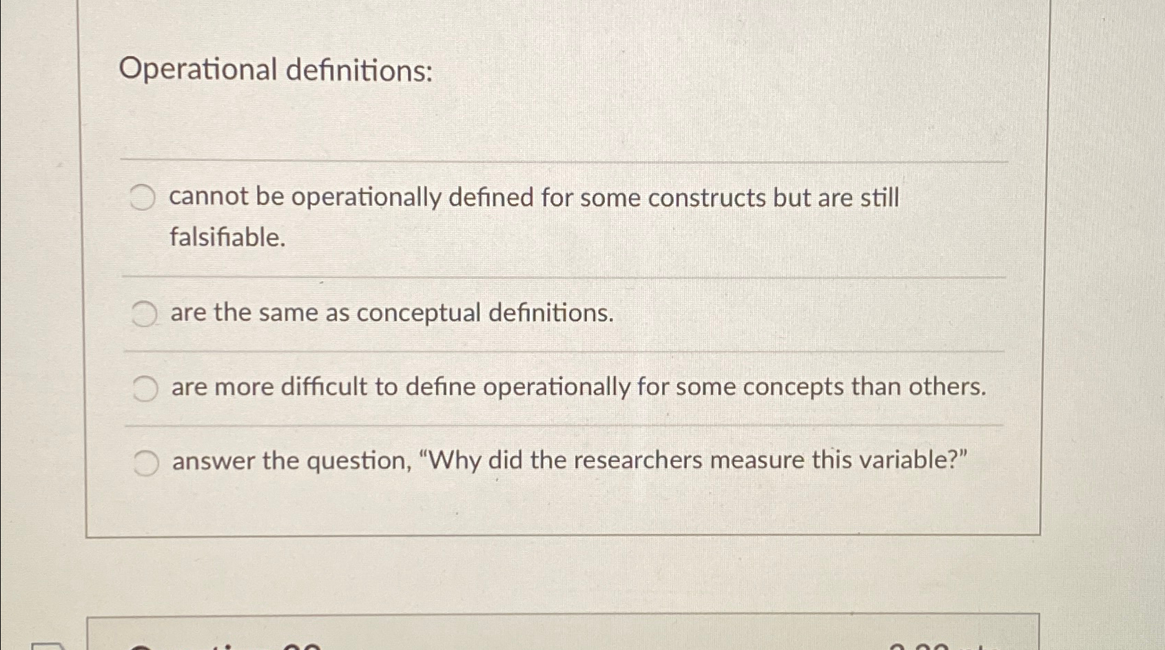 Solved Operational definitions:cannot be operationally | Chegg.com