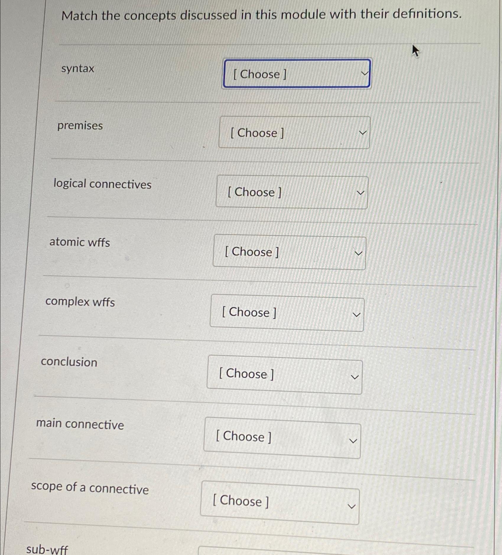 Solved Match the concepts discussed in this module with | Chegg.com
