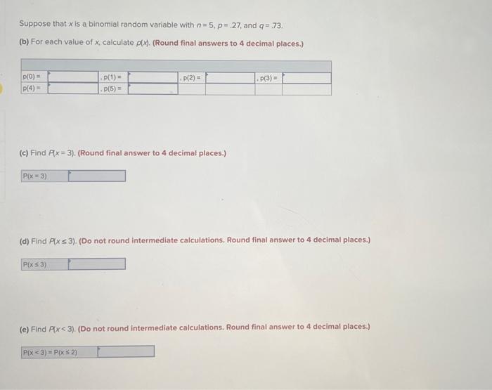Solved Suppose that x is a binomial random variable with | Chegg.com