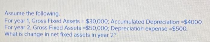 Solved Assume the following. For year 1, Gross Fixed Assets | Chegg.com
