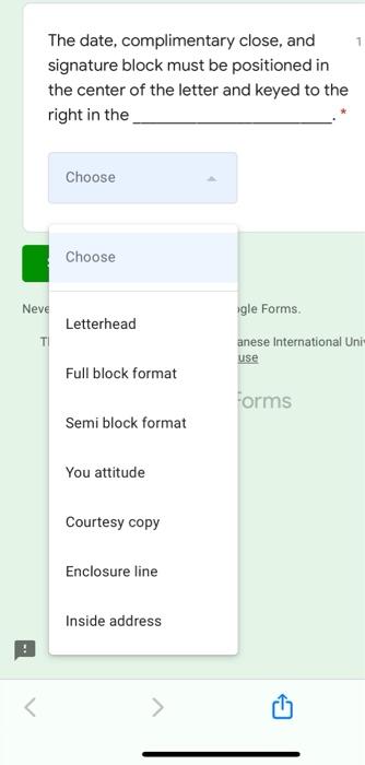 Solved The date, complimentary close, and signature block | Chegg.com