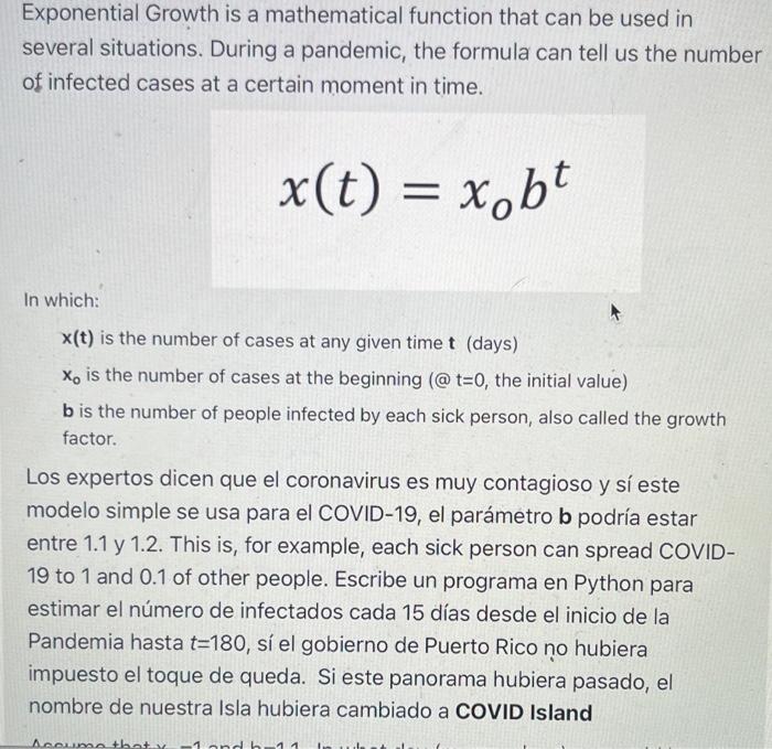 Solved Exponential Growth is a mathematical function that | Chegg.com