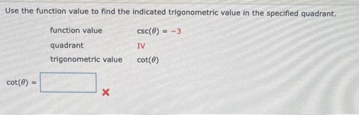 Solved Use the function value to find the indicated | Chegg.com