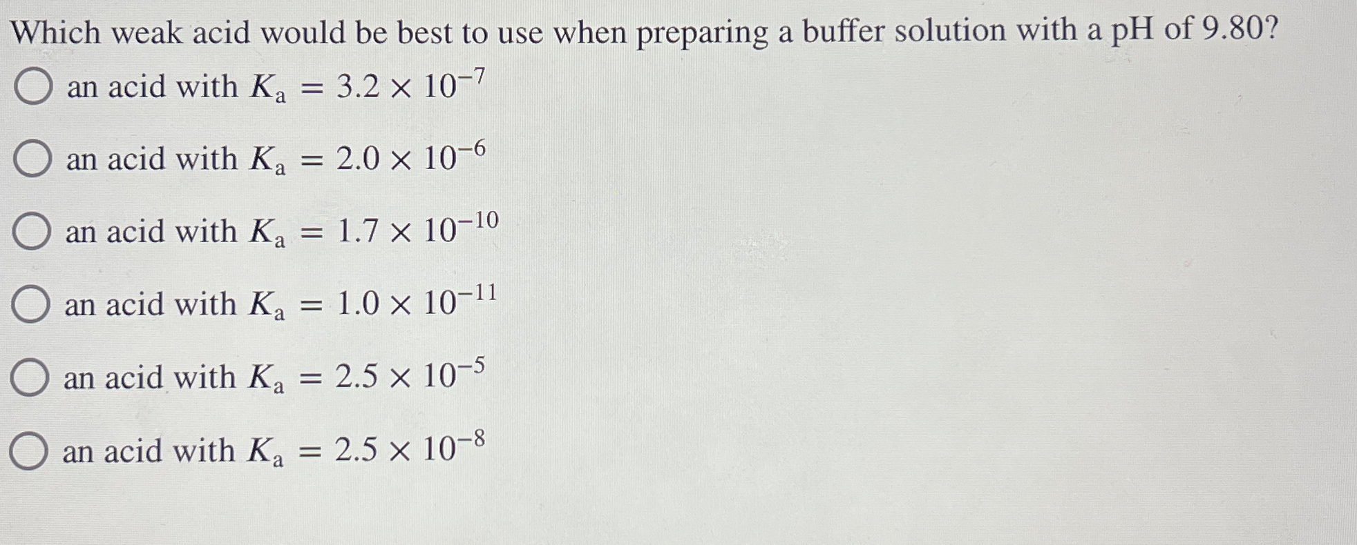 High Quality SOLUTION Which weak acid would be best to use when preparing a | Chegg.com