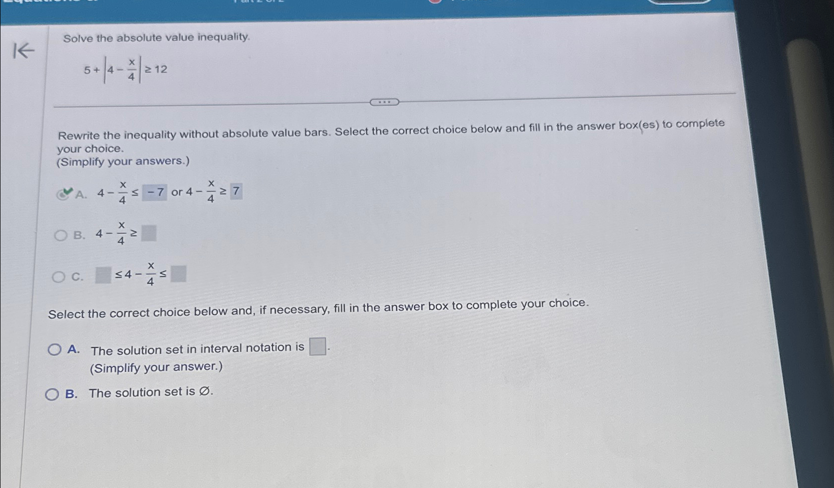 Solved Solve the absolute value | Chegg.com