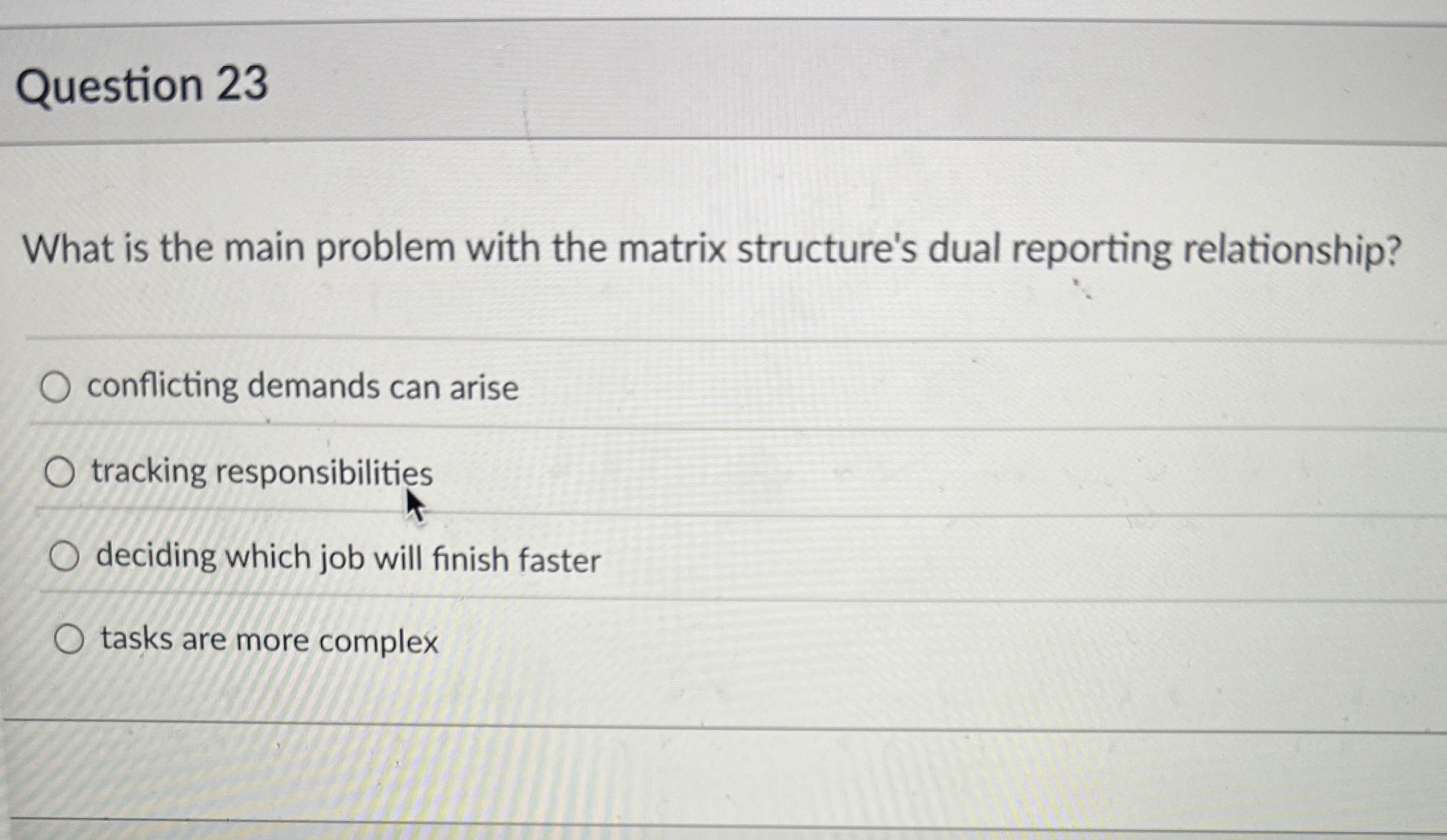 Solved Question 23What is the main problem with the matrix | Chegg.com
