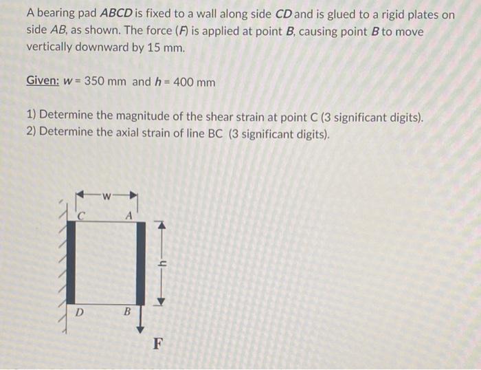 Solved A bearing pad ABCD is fixed to a wall along side CD | Chegg.com
