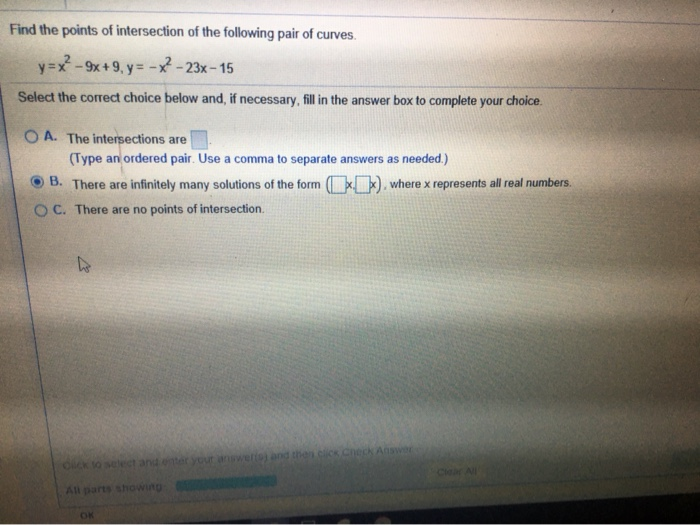 Solved Find the points of intersection of the following pair | Chegg.com