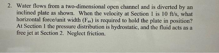 Solved 2. Water flows from a two-dimensional open channel | Chegg.com