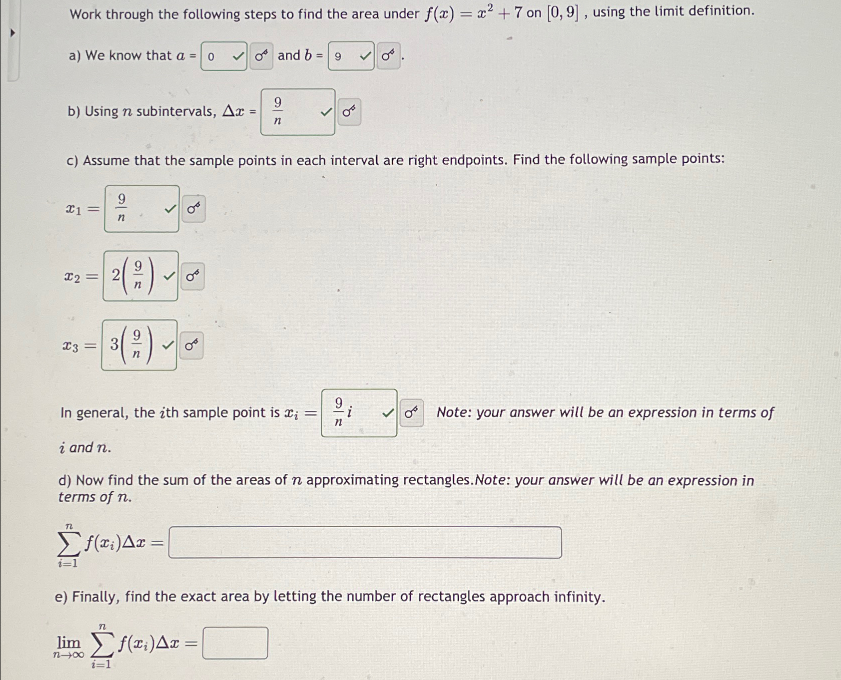 Solved Work through the following steps to find the area | Chegg.com
