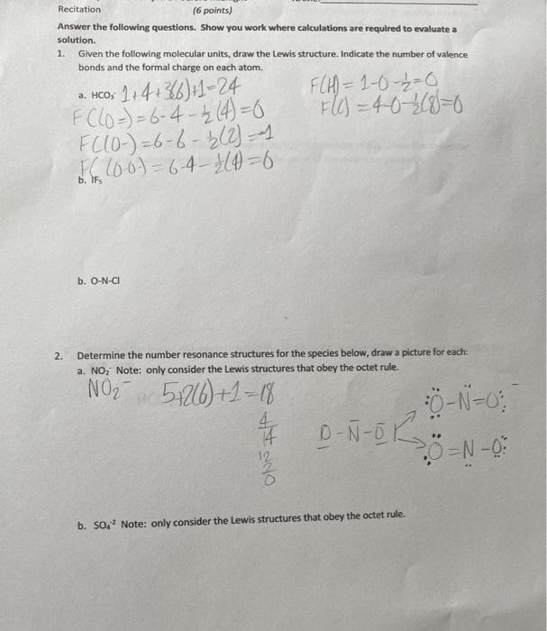 Solved Recitation (6 points) Answer the following questions. | Chegg.com