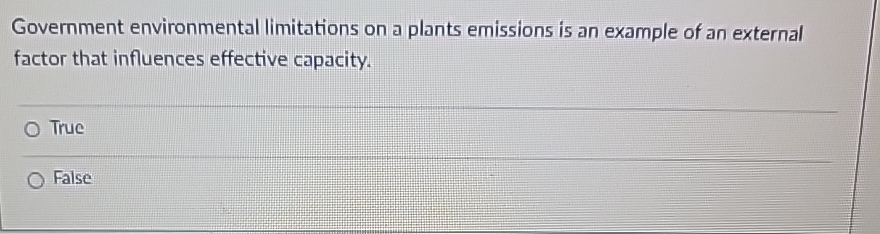Solved Government environmental limitations on a plants | Chegg.com