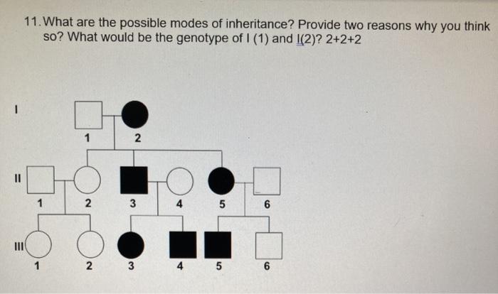 Solved 11. What are the possible modes of inheritance? | Chegg.com