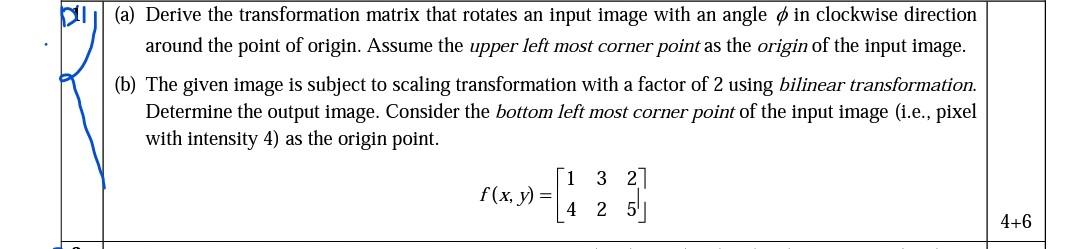 Solved (a) Derive the transformation matrix that rotates an | Chegg.com