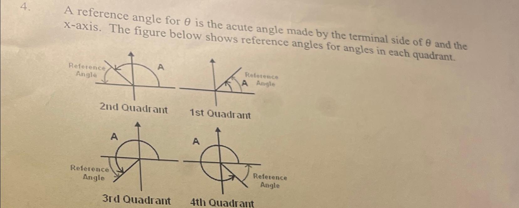 A reference angle for θ ﻿is the acute angle made by | Chegg.com